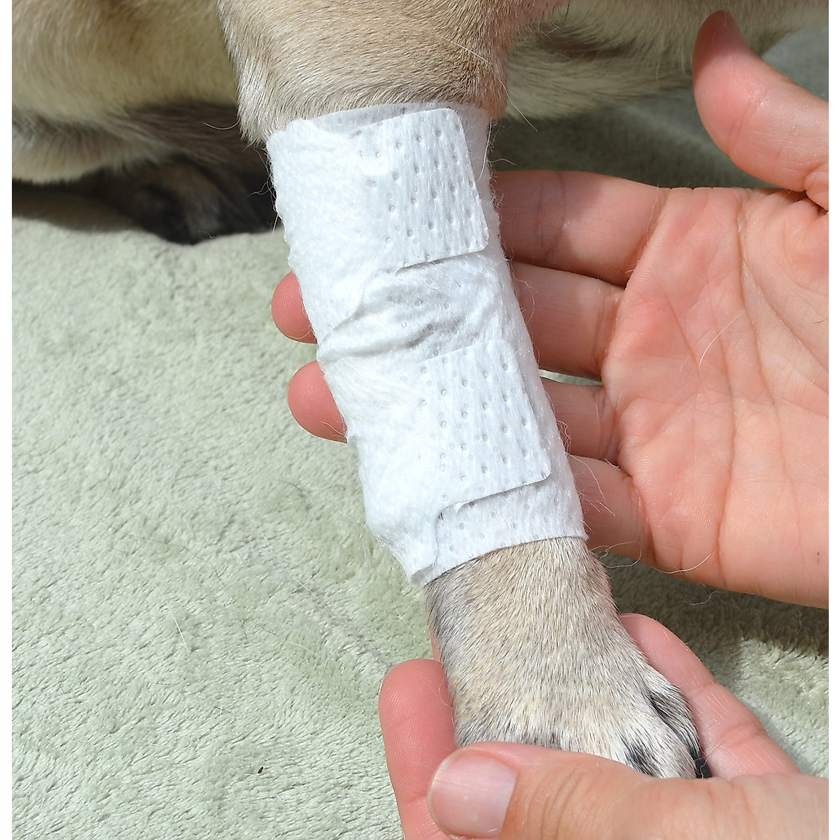 PawFlex Joint and Large Area Wound Bandages for Dogs Cats & Other Pets. Great for Leg Joint sprains and Tail Injuries! Non Adhesive Breathable Non-Slip Disposable Washable Value Pack (L/XL 12pk)
