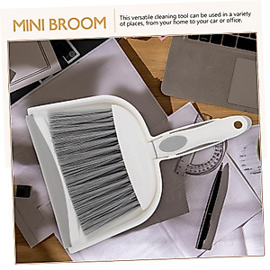 Amosfun 1 Set Mini Broom Dustpan Desktop Dustpan Car Gaps Brush Car Broom Table-top Cleaning Brush Table Whisk Brooms Table Top Brush Small Broom Dustpan Desktop Cleaning Broom Pp
