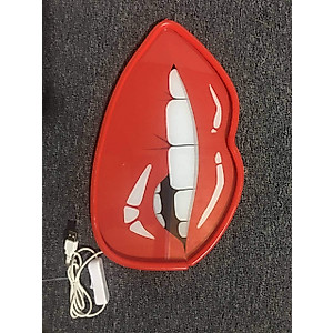 Neon Sign 14", Wall Decor Art LED Neon Light printing Women Red lips Home Decoration,Bedroom, Lounge, Office, led light decor sign Party Powered by USB (Red lips)