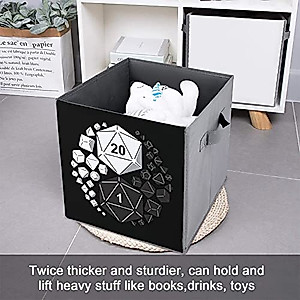 D20 Dice Yin Yang Collapsible Storage Bins Basics Folding Fabric Storage Cubes Organizer Boxes with Handles