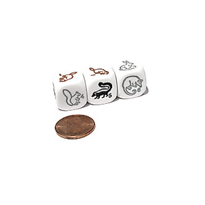Koplow Games Set of 6 Woodland Creatures 16mm D6 Animal Dice - White with Multi-Color Etches