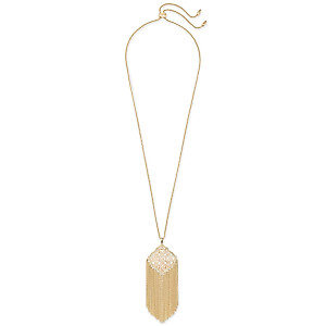 Kendra Scott Kingston Long Pendant Fringe Necklace for Women in Mixed Metal Filigree, Fashion Jewelry, 14k Gold-Plated and 14K Rose Gold-Plated