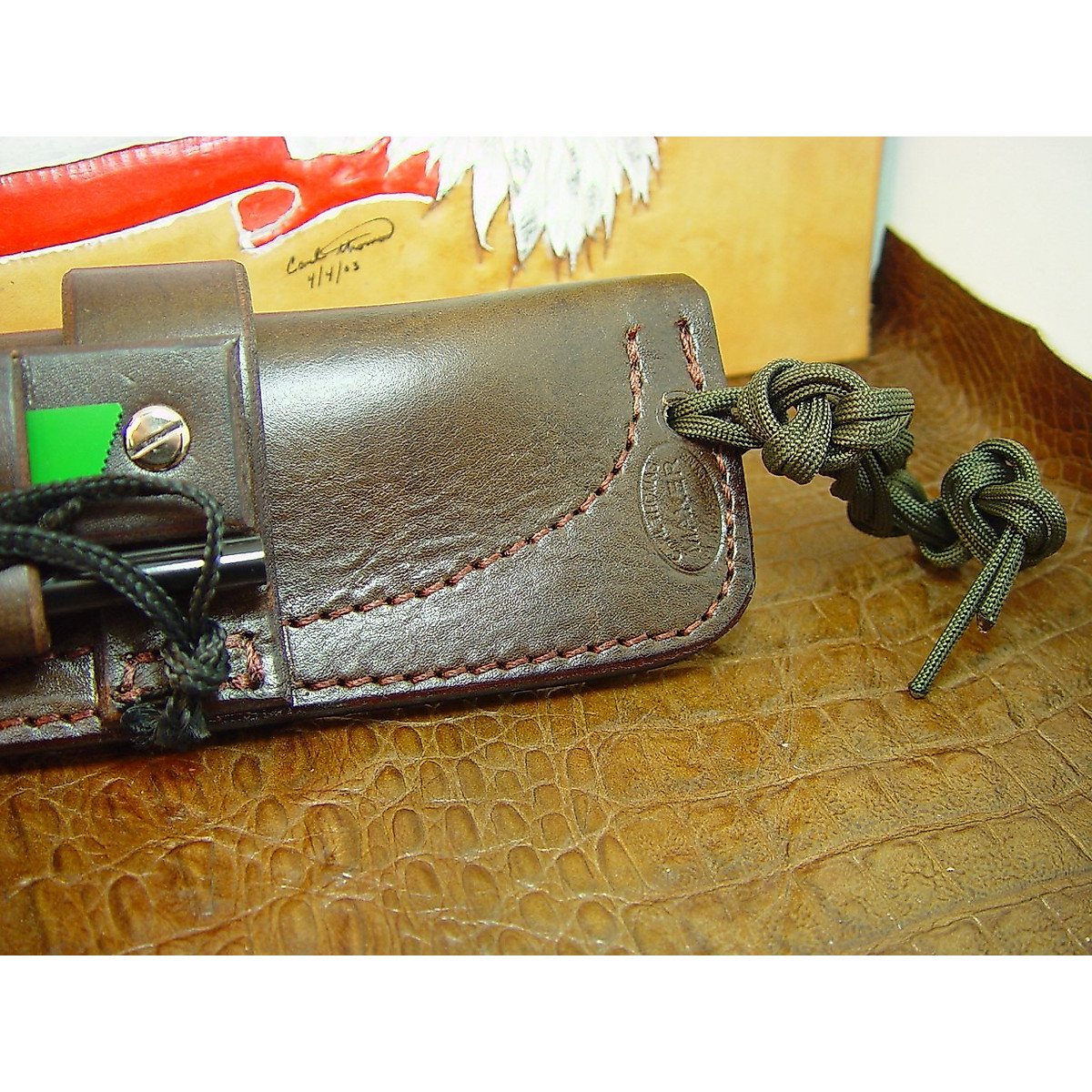 CUSTOM Made Ontario Rat 7 Knife Sheath Made 10 oz. Leather.and The SOG Seal Team Knife.