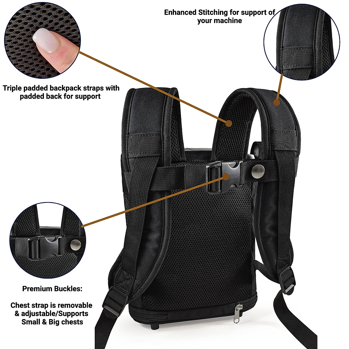 O2TOTES Ultra Lightweight Backpack Fit For Inogen One G3 & OxyGo (Patented Design) (black) Lightweight at under 14 ounces, Backpack Only, Zippered bottom, fits standard and double battery; black