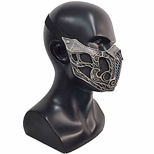 Mortal Kombat Mask Sub-ZeroSaibotScorpionLin Kuei Cosplay Half Face Latex Masks Halloween Costume Accessory 2021 (Sub Zero 2021 A), Grey, Medium