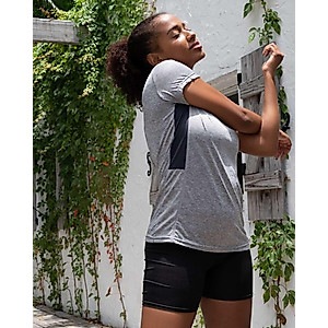 Real Essentials Womens Plus Size Just My Quick Dry Fit Dri Fit Active Wear Yoga Workout Athletic Tops Running Gym Exercise Ladies Short Sleeve Crew Scoop Neck Tees T-Shirt, Set 1, 2X, Pack of 5