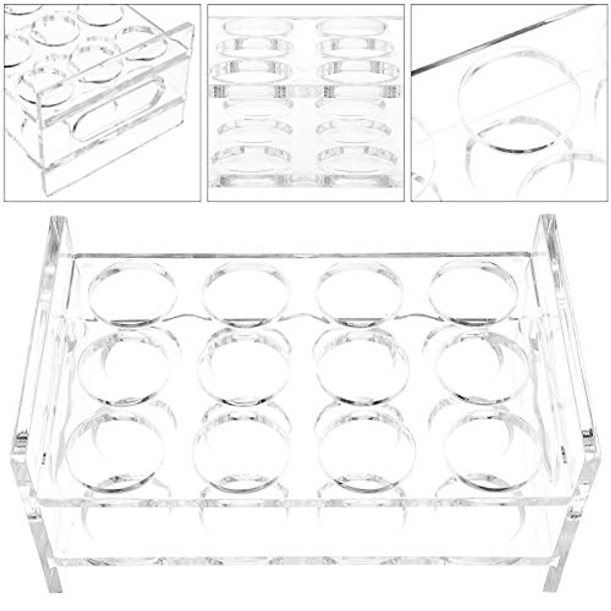 Lurrose Bar Shot Glass Holder 2 Pack Acrylic Shot Glass Shot Glass Tray Vodka Shot Glass Holder Whiskey Cup Rack Holder Carrying 3x4 Shot Glass Tray Holder