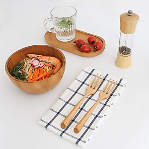 Wood Forks,AYFDISHS 5 Pieces Reusable Wooden Fork for Eating,7.5Inch Japanese Wood Salad Dinner Forks,Eco-friendly Wooden Flatware Set for Cooking, Dessert, Fruits, Salad