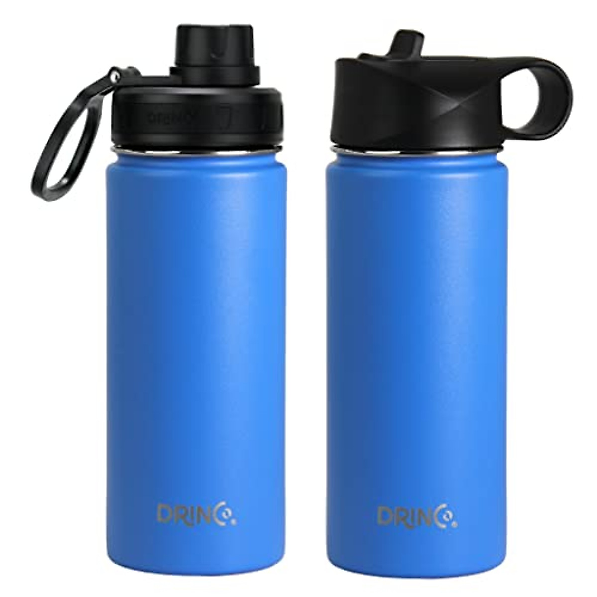 DRINCO Stainless Steel Water Bottle Spout Lid Vacuum Insulated Double Wall Water Bottle Wide Mouth (40oz 32oz 22oz 18oz 14oz) Leak Proof Keeps Cold or Hot (18 oz, 18oz Royal Blue)