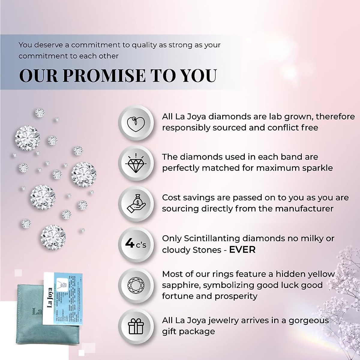 La Joya 1/2 CT TW Certified Lab Created Diamond Rings for Women - Solid 10k Yellow Gold Channel Set Wedding Band, Anniversary Band, Promise Ring And Stackable Band - Women's Ring Size 8.5