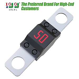 10L0L 498 Series 50 Amp DC Fuse for EZGO 36 Volt Powerwise Charger, Used on EZGO TXT, Medalist, MPT-800 Electric Golf Cart, Part# 0498050 28106G01 28106-G01