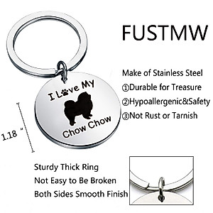 FUSTMW Chow Chow Dog Gifts I Love My Chow Chow Keychain Chow Chow Pet Dog Owner Gifts Chow Chow Pet Animal Lover Friends Gifts (silver)