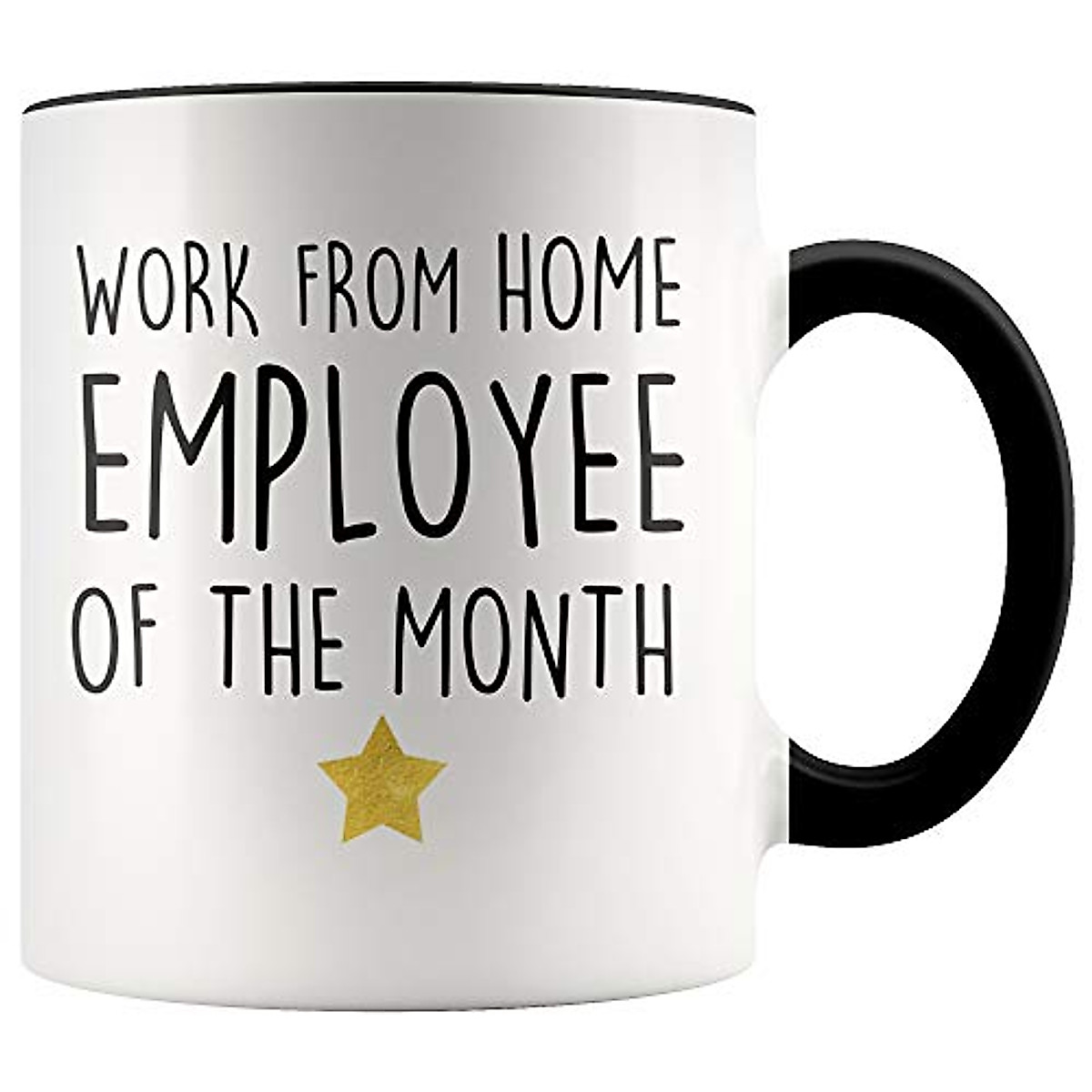 YouNique Designs Work from Home Employee Of The Month Mug, 11 Ounces, Funny Employee Appreciation Coffee Mug, Work From Home Cup (Black Handle)