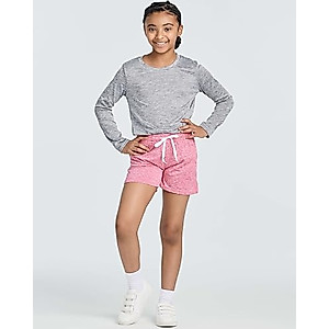 Real Essentials 4 Pack: Girls Active Athletic Performance Dry Fit Short Running Sports Shorts Soccer Tennis Summer Basketball Lounge Casual Sleep Bottoms Gym Workout Kids Dolphin - ST 2,M (10-12)