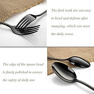 Black Silverware Set, 30-Piece Stainless Steel Flatware Set for 6, Cutlery Utensils Set Include Knives/Forks/Spoons Service for 6, Mirror Polished and Dishwasher Safe