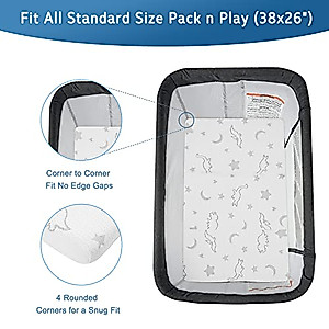 EAIMi Pack n Play Mattress, Portable Trifold Pack and Play Mattress Pad, Folding Playard Gel Memory Foam Waterproof Crib Mattress, Playpen Mattresses Topper Nap Mat, 38x26 inches