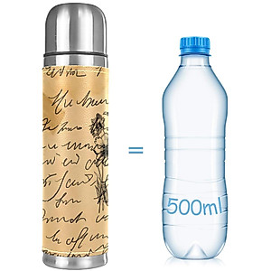 Stainless Steel Leather Vacuum Insulated Mug Envelope Thermos Water Bottle for Hot and Cold Drinks Kids Adults 16 Oz