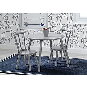 Delta Children Homestead Kids Table & 2 Chairs Set - Ideal for Arts & Crafts, Greenguard Gold Certified, Grey