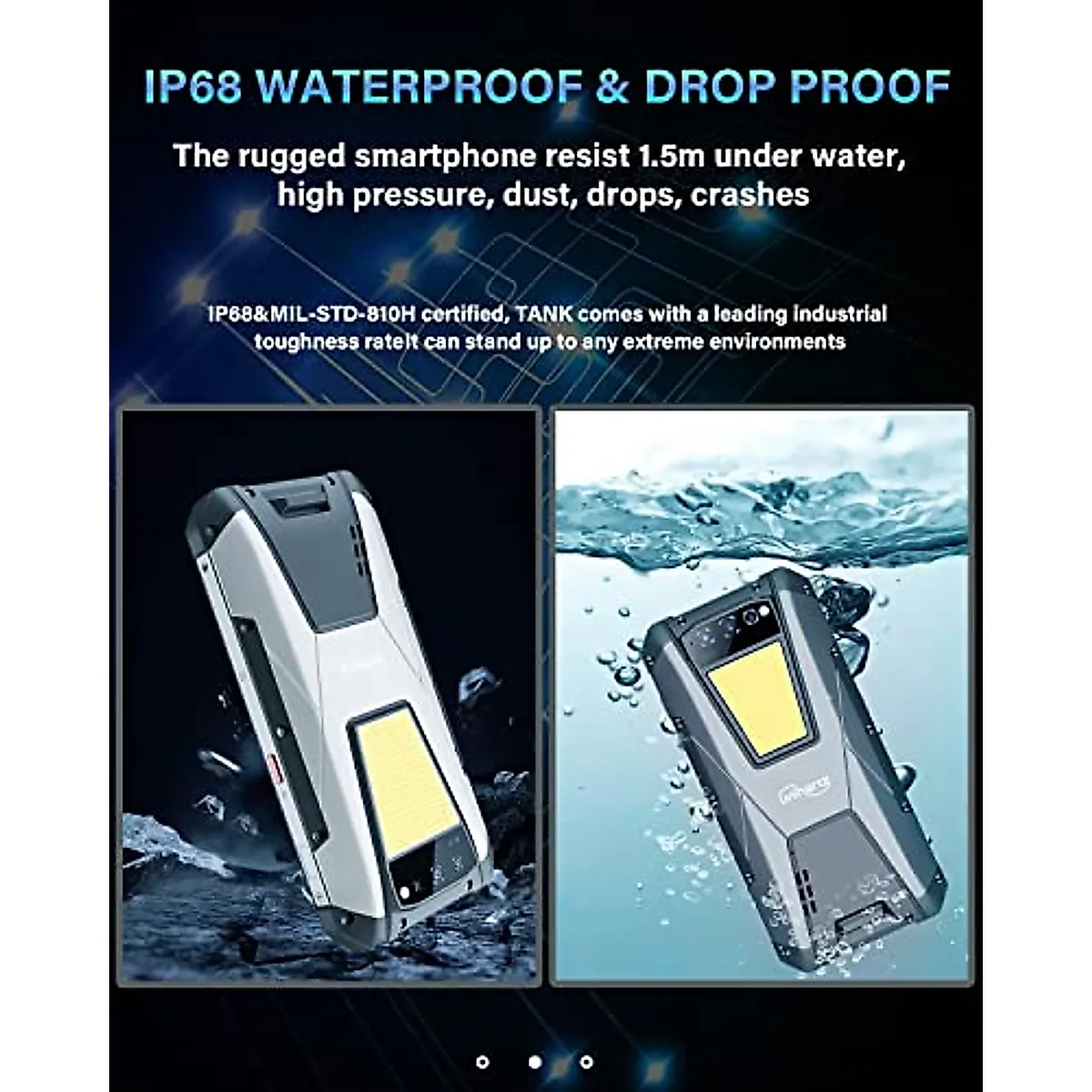 Unihertz Tank 4G Rugged Smartphone with 22000mAh Largest Battery, 66W Fast Charging, 6.81" FHD, 108MP Camera 20MP Night Vision, IP68 Waterproof 8GB+256GB, Fingerprint/Face Recognition