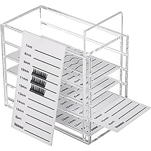 Nicunom 2 Pack 5 Layers Clear False Eyelash Organizer Case, Acrylic Eyelash Storage Box Eyelashes Holder Case False Lashes Display Container Makeup Storage for Grafting Eyelash Extension