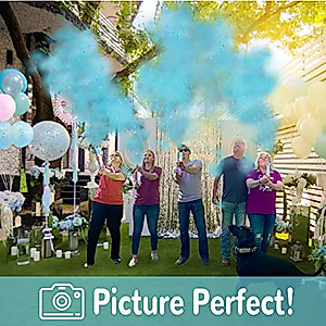 PFXNJDEQ Gender Reveal Confetti Powder Cannon, 2 Blue and 2 Pink, 12 Inch, 100% Biodegradable Powder and Confetti, Gender Reveal Decorations, Gender Reveal Party Game Ideas (Blue and Pink)