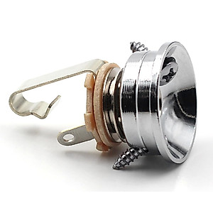 Electrosocket Jack Plate for Telecasters - Polished Chrome Finish + Switchcraft J11 Mono Jack