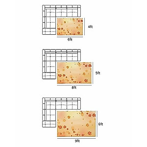 Thanksgiving Outdoor Rug, Large Floor Mat Day Dreamlike Maple Leaf Non Slip Area Rug Rubber Backing Quick Dry Clearance Carpet for Camping Rugs, Patio, Garden, Lawn, Deck, Porch, 6' x 9'