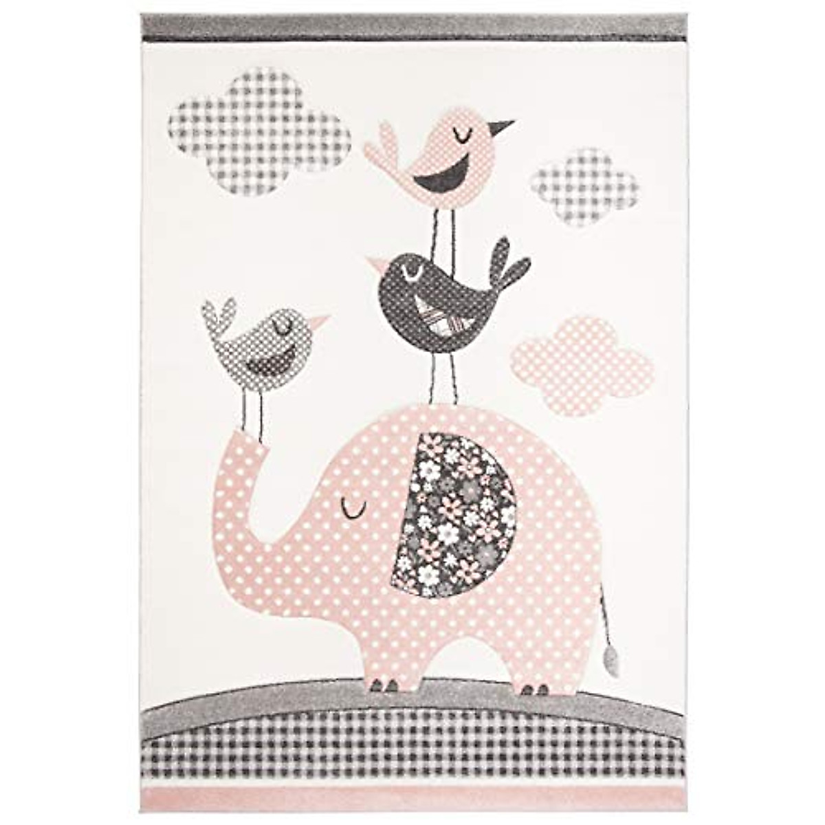 SAFAVIEH Carousel Kids Collection Accent Rug - 4' x 6', Pink & Ivory, Animal Design, Non-Shedding & Easy Care, Ideal for High Traffic Areas for Boys & Girls in Playroom, Nursery, Bedroom (CRK127P)
