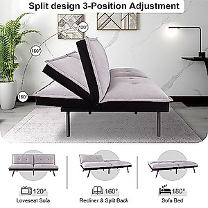 MUUEGM Grey Fabric Futon Sofabed