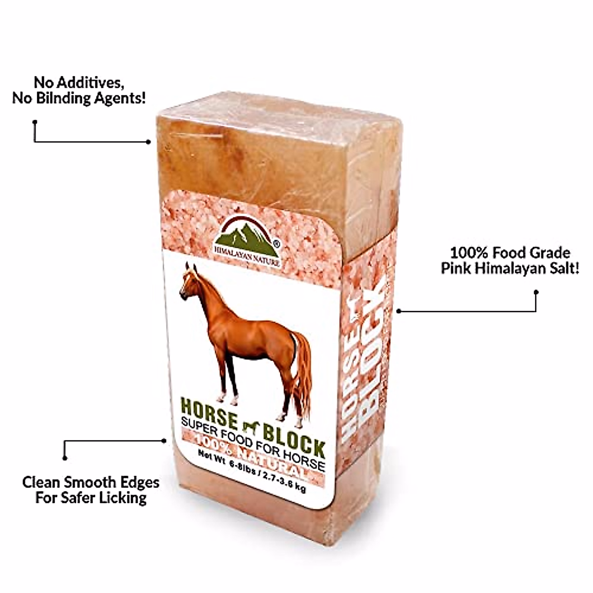 Himalayan Nature 100% Natural Himalayan Rock Salt Block - Mineral Salt Licking Brick for Animals, Horses & Deer | 5 LBS, 5-8 LBS