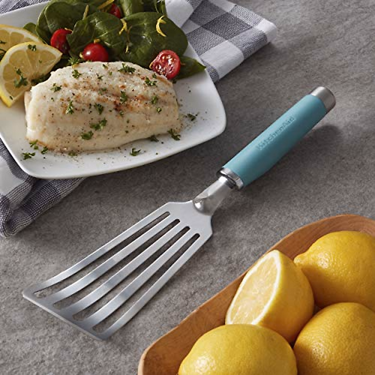 KitchenAid Gourmet Stainless Steel Flex Turner, One Size, Aqua Sky