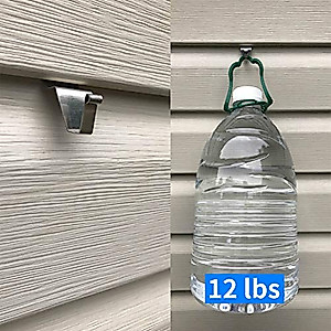 Amuille Vinyl Siding Hooks (10 Pack), Heavy Duty Stainless Steel Low Profile No Hole Hanger