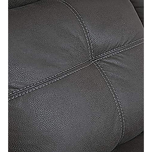 Signature Design by Ashley Jesolo Modern Faux Suede Double Reclining Loveseat with Center Console, Dark Gray