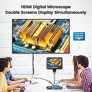 Andonstar AD207S Pro HDMI Digital Microscope, 2160P UHD Video Record, Soldering Microscope, Coin Microscope with 10 inch Stand for Full View, Bottom Light with Prepared Slides, Electronic Microscope