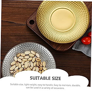 Cabilock 4pcs Hammered Fruit Plate metal noodles dish dessert dishes noodle plate food plates fruit holder dishes key tray dinner plate Disc Stainless steel child creative plate dried fruit