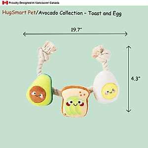 HugSmart | Vegetable Dog Toys (3-Pack) Interactive Chew Dog Rope Toy + Two Hide and Seek Dog Toys | Squeaky, Nosework, Plush Toy for Small Medium Breeds (Bok Choy, Radish & Avocado)