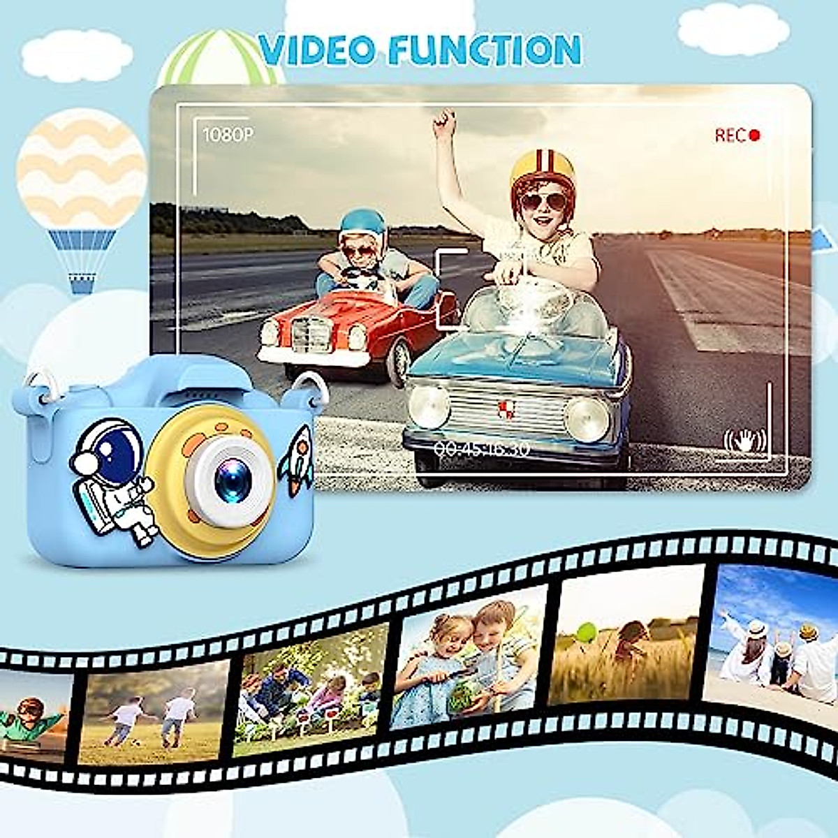 JCC Children Camera for Girls/Boys, Portable Selfie Toy Camera for Toddlers Age 3-12 Year Old,20MP 1080P HD Digital Video Camera with 32GB SD Card for Kids Birthday Christmas Festival Gifts (Blue)