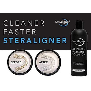 Steraligner® Aligner Tray Cleaning Solution | 16oz Bottle with Marked Cleaning Tray | Improves Dental Hygiene, Reduces Tartar, Removes Plaque | Healthier Teeth and Gums 2 Bottle Pack with Tray