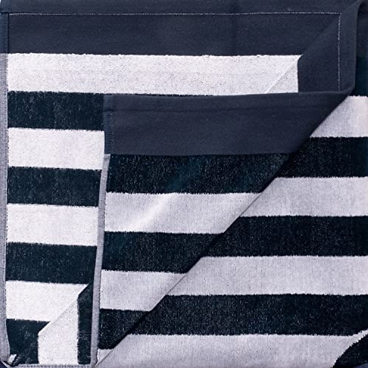 SUPERIOR 100% Egyptian Cotton, 450 GSM, Yacht Club Oversized Beach Towel (Set of 2) 34”x 64”, 2-Ply, High Absorbency Nautical Striped Anchor Pattern