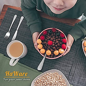 9-Piece Stainless Steel Kids Spoons, HaWare Toddler Flatware, Kids Silverware Preschooler Utensils, Baby Spoons for Self Feeding, Mini Cutlery Set for Home Kitchen School, Healthy and Dishwasher Safe