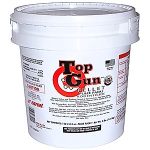 JT Eaton 754 Top Gun Pellet Place Packs Rodenticide Bromethalin Neurological Bait with Stop-Feed Action and Bitrex, For Mice and Rats (Pail of 128)