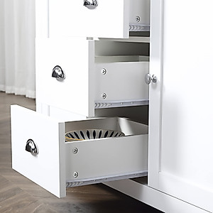 HOMCOM Kitchen Sideboard with Adjustable Shelves, Buffet Cabinet, Coffee Bar Cabinet with 3 Storage Drawers, White