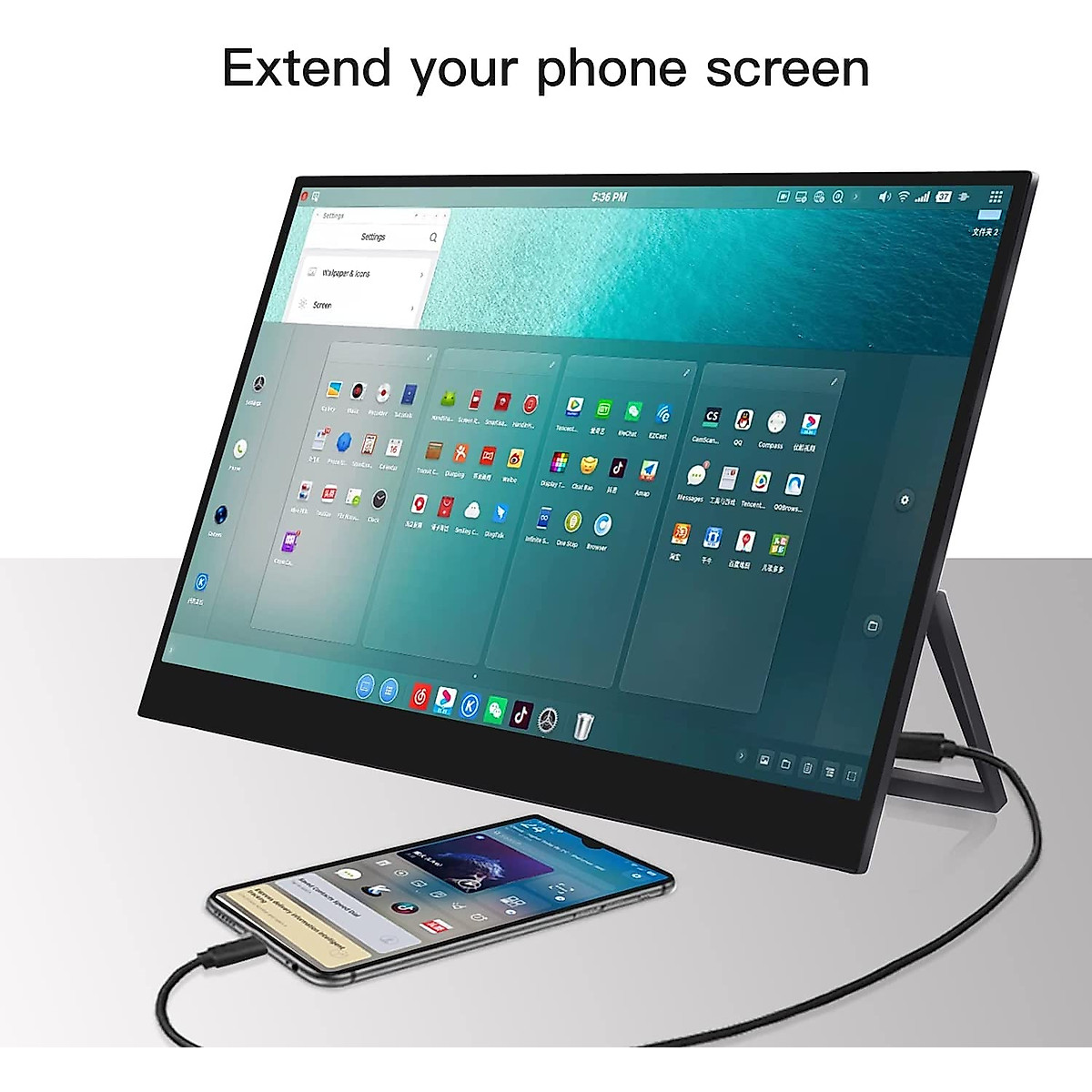 Virzen 15.6" Portable Touchscreen Monitor with Kickstand 1080P Mini HDMI Compatible with Phone Laptop Computer Switch