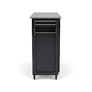 Home Styles Large Mobile Create-a-Cart Black Finish Two Door Cabinet Kitchen Cart with Salt and Pepper Granite Top, Adjustable Shelving