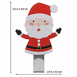 Cabilock 4Pcs Christmas Wall Hooks Santa Claus Metal Wall Hanger Christmas Wall Key Rack Holder Towel Coat Hooks for Door Bathrooms Key Robe Bag
