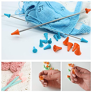 20 PCS Knitting Needles Point Protectors/Stoppers with Plastic Box, Include 10 Small & 10 Large, Knit Needle Tip Covers for Beginners Knitting Craft DIY