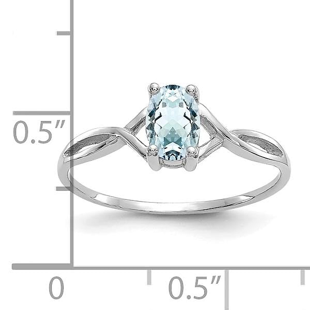 IceCarats 14K White Gold Blue Aquamarine Ring March Birthstone Jewelry Size 7