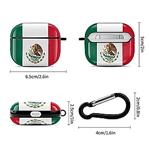 YouTary Compatible with Airpods 3 Case Cover 2021 with Keychain Mexico Flag Pattern, Apple AirPod Headphone Cover Unisex Shockproof Protective Wireless Charging