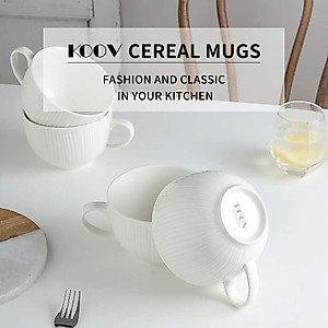 KOOV Jumbo Soup Mug, Soup Bowls with Handles Microwave Safe, Ceramic Soup Mugs with Handles, Jumbo Mug Set of 4, 24 Ounce (White)