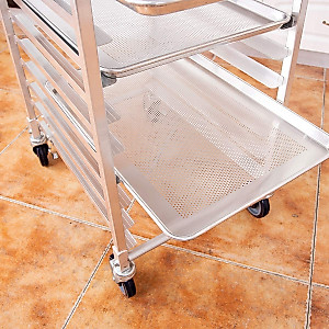 ReunionG 20 Tier Bun Pan Rack, Bakery Rack with 2 Lockable Wheels, 20 Sheet Aluminum Storage Cooling Trolley with Open Shelf, Dough Pizza Baking Mobile Rack for Home Commercial